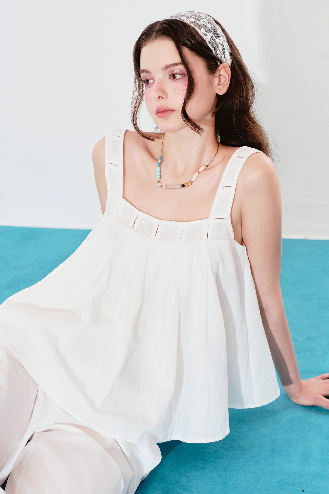 Áo kiểu cổ vuông dáng xòe - Trắng - T1196 – Dottie