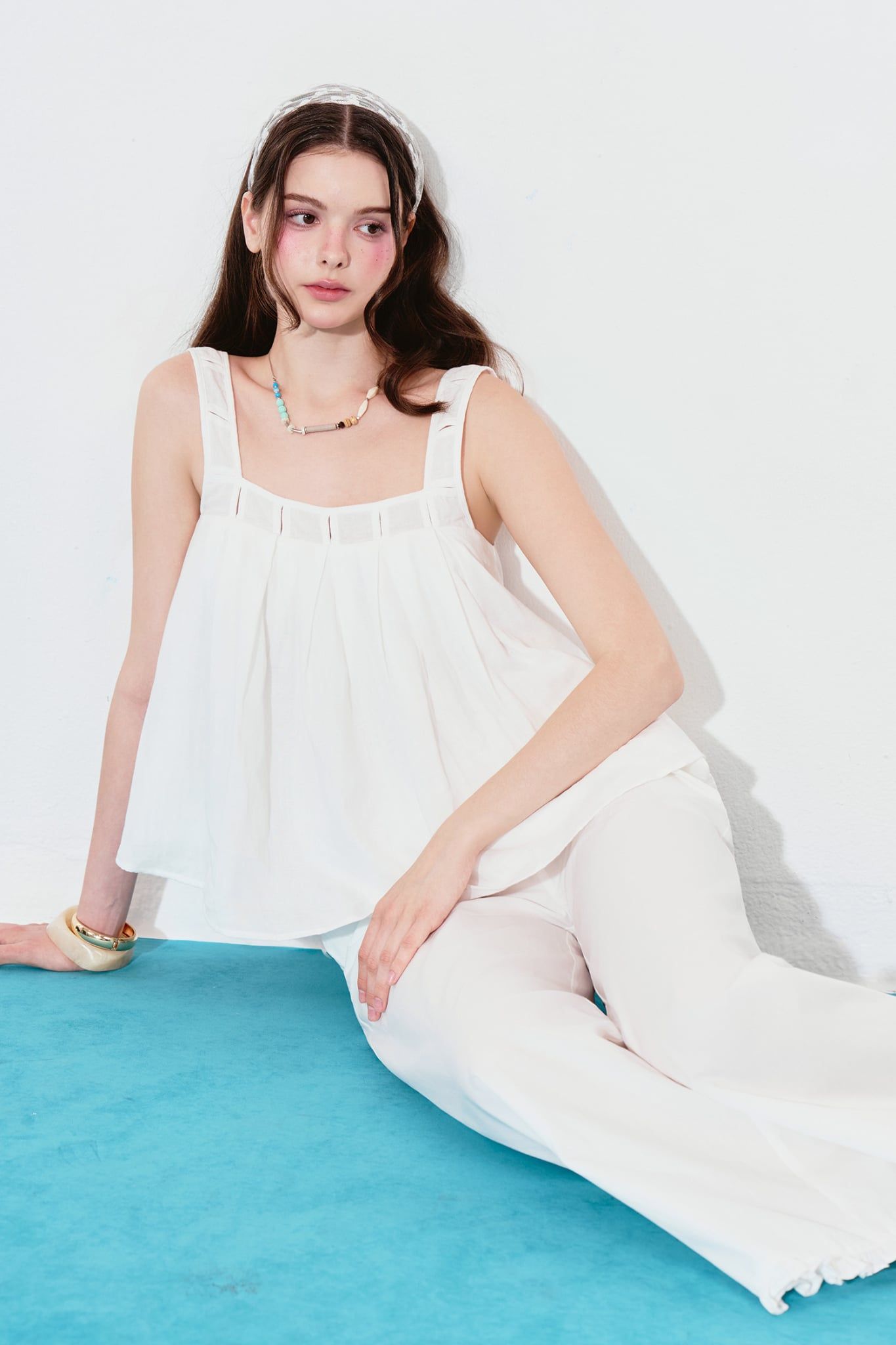 Áo kiểu cổ vuông dáng xòe - Trắng - T1196 – Dottie