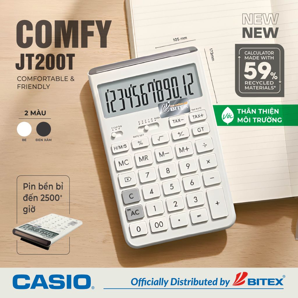 Máy tính Casio JT-200T ComfyMáy tính Casio JT-200T Comfy – BITEXSHOP