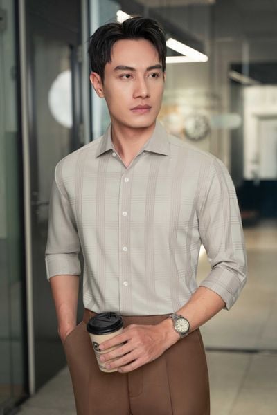 Sơ mi be kẻ vuông - SMC194 – ADAM STORE - Thương hiệu veston may sẵn ...