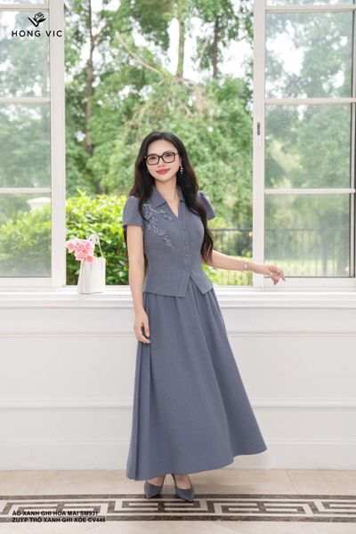 Zuýp thô xanh ghi xòe CV448 – hongvicfashion