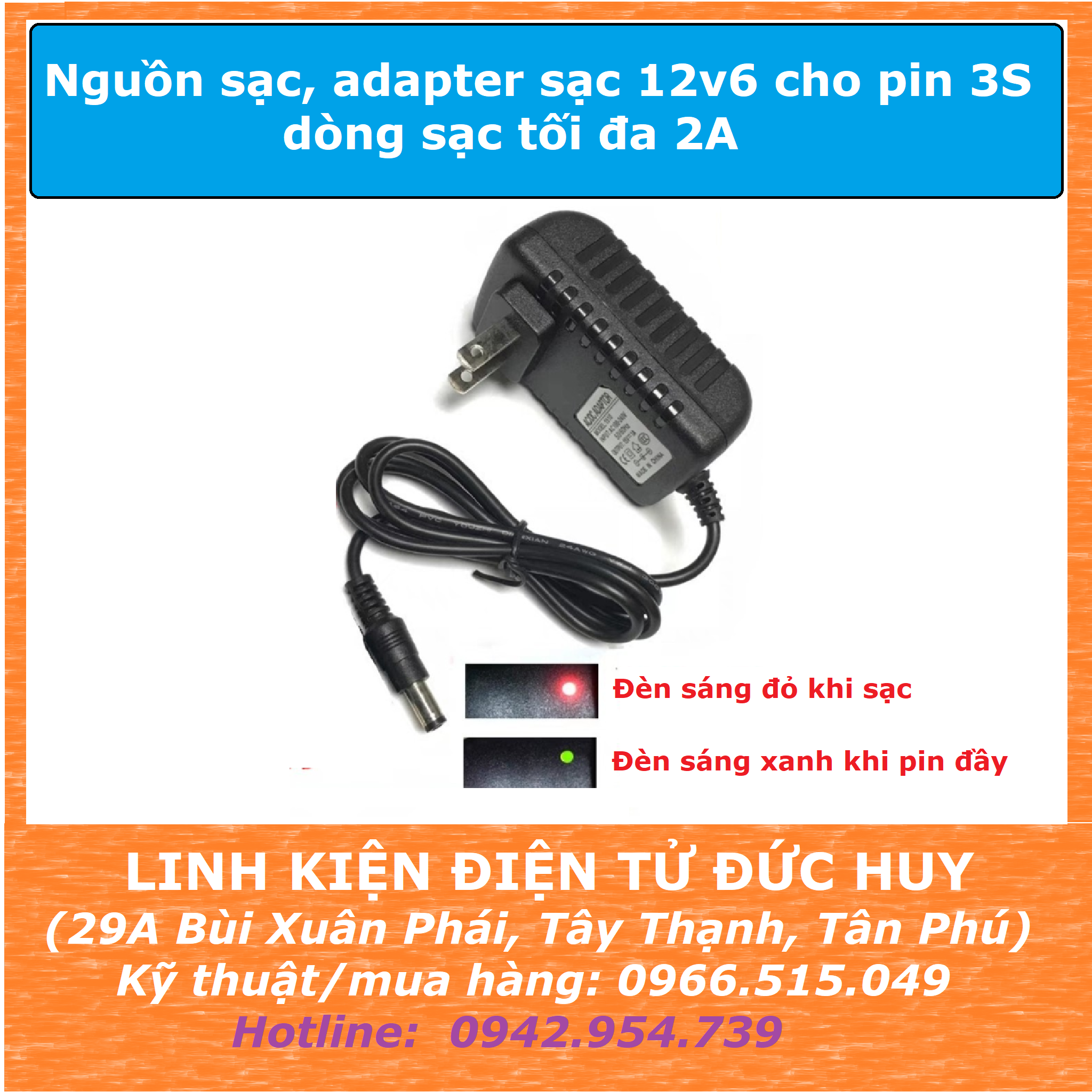 Nguồn adapter 12V6 2A, sạc pin 12V6 2A dùng sạc pin lithium – LINH KIỆN ...