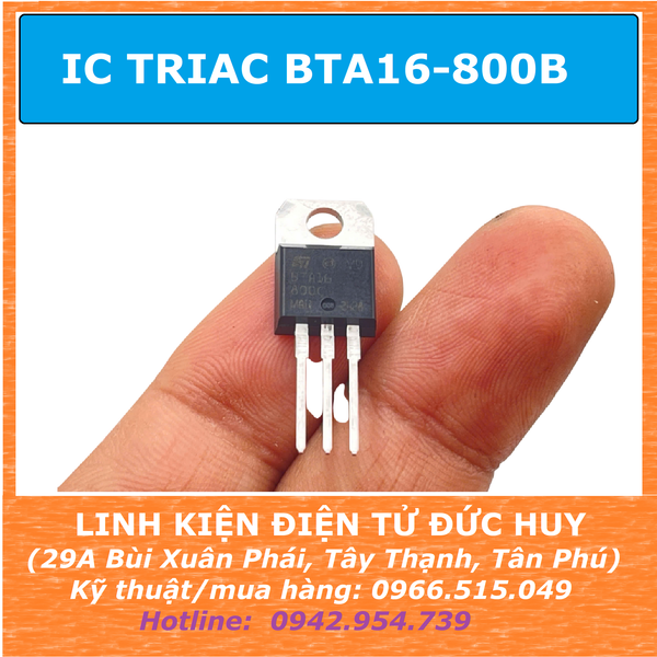 BTA16-800B TRIAC ĐIỆN ÁP TỐI ĐA 800V, DÒNG TẢI 16A, KIỂU CHÂN TO-220 – LINH KIỆN ĐIỆN TỬ ĐỨC HUY ...