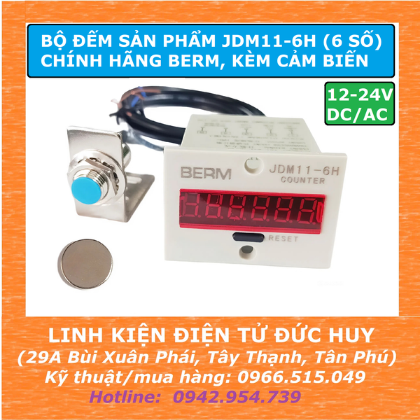 Combo bộ đếm sản phẩm JDM11-6H (6 số),12-24V DC/AC BERM, kèm cảm biến ...