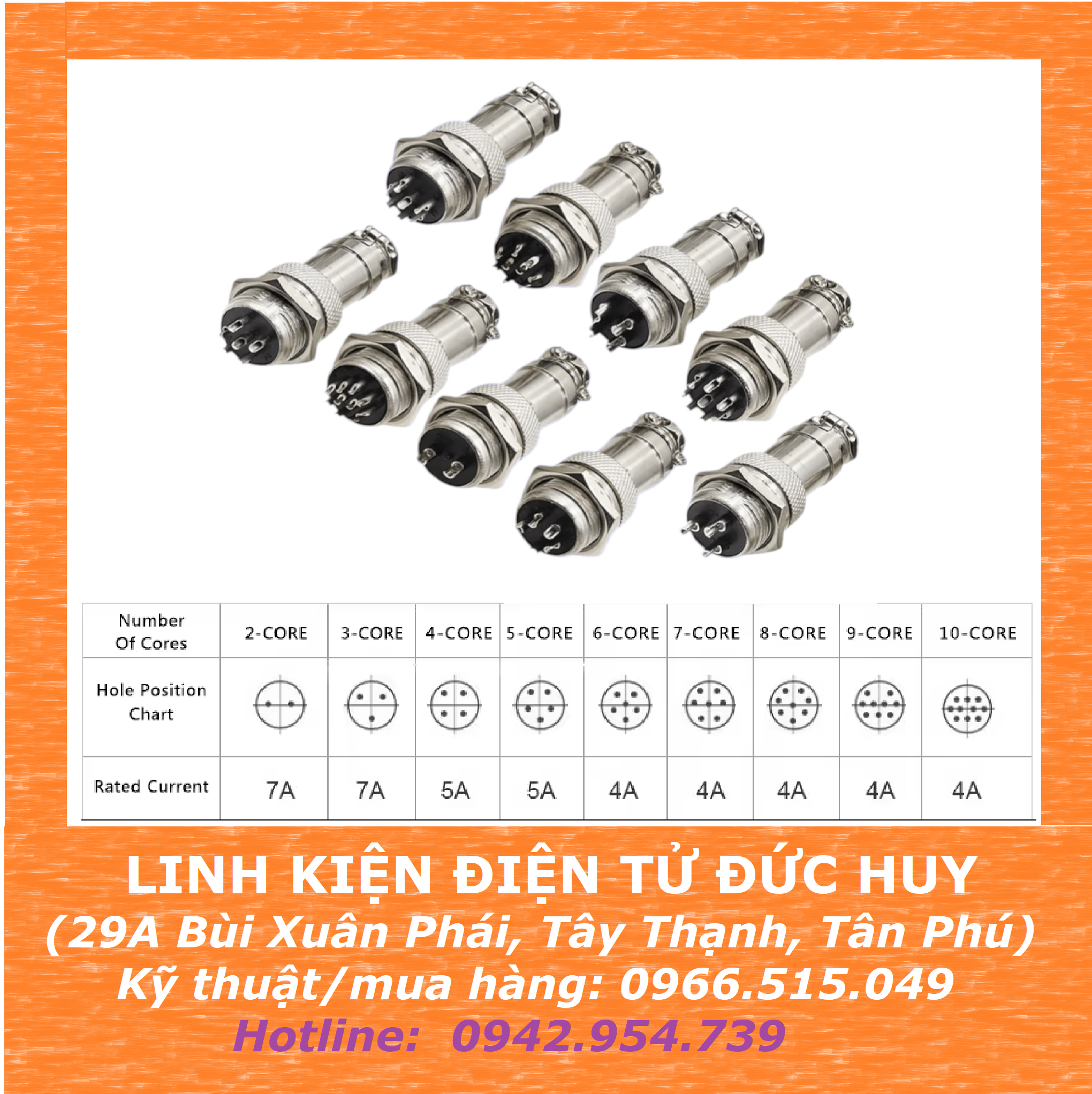 GX16 BỘ JACK KẾT NỐI TRÒN ĐỰC CÁI KIM LOẠI 2P - 6P – LINH KIỆN ĐIỆN TỬ ĐỨC HUY (29A BÙI XUÂN PHÁI)