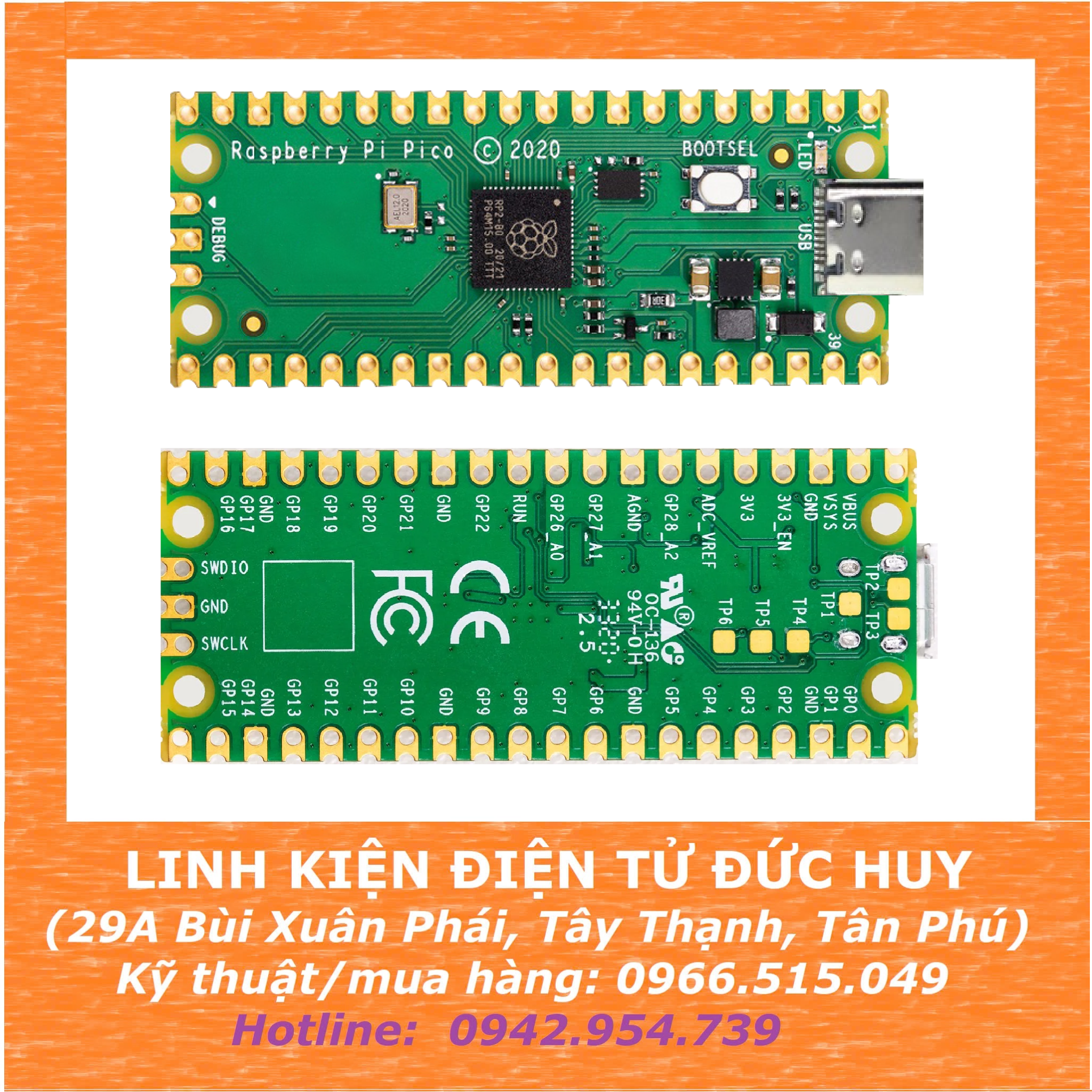 MẠCH RASPBERRY PI PICO RP2040, USB TYPE C – LINH KIỆN ĐIỆN TỬ ĐỨC HUY ...