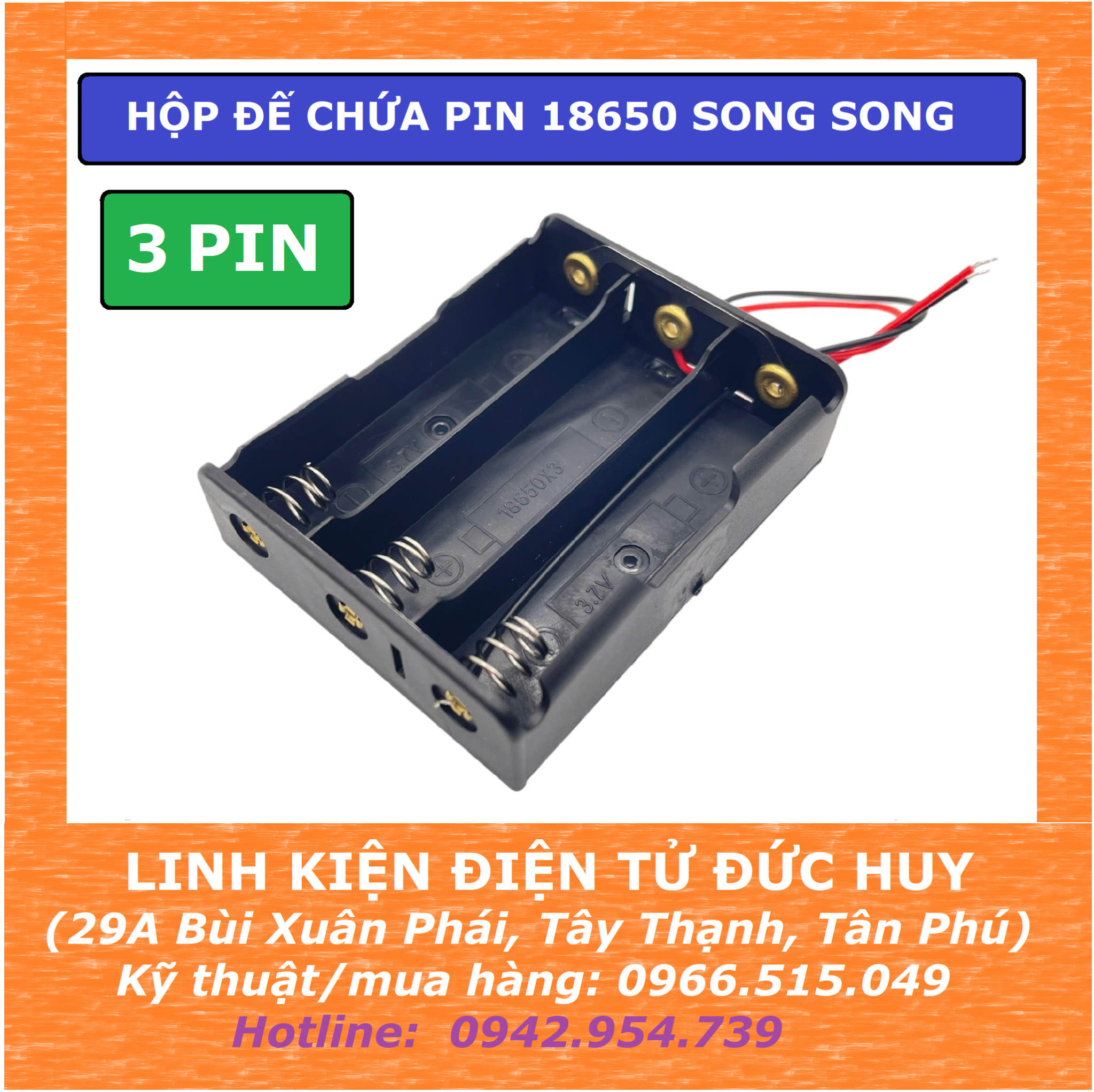 HỘP ĐẾ PIN 18650 SONG SONG 2 PIN, 3 PIN, 4 PIN – LINH KIỆN ĐIỆN TỬ ĐỨC ...