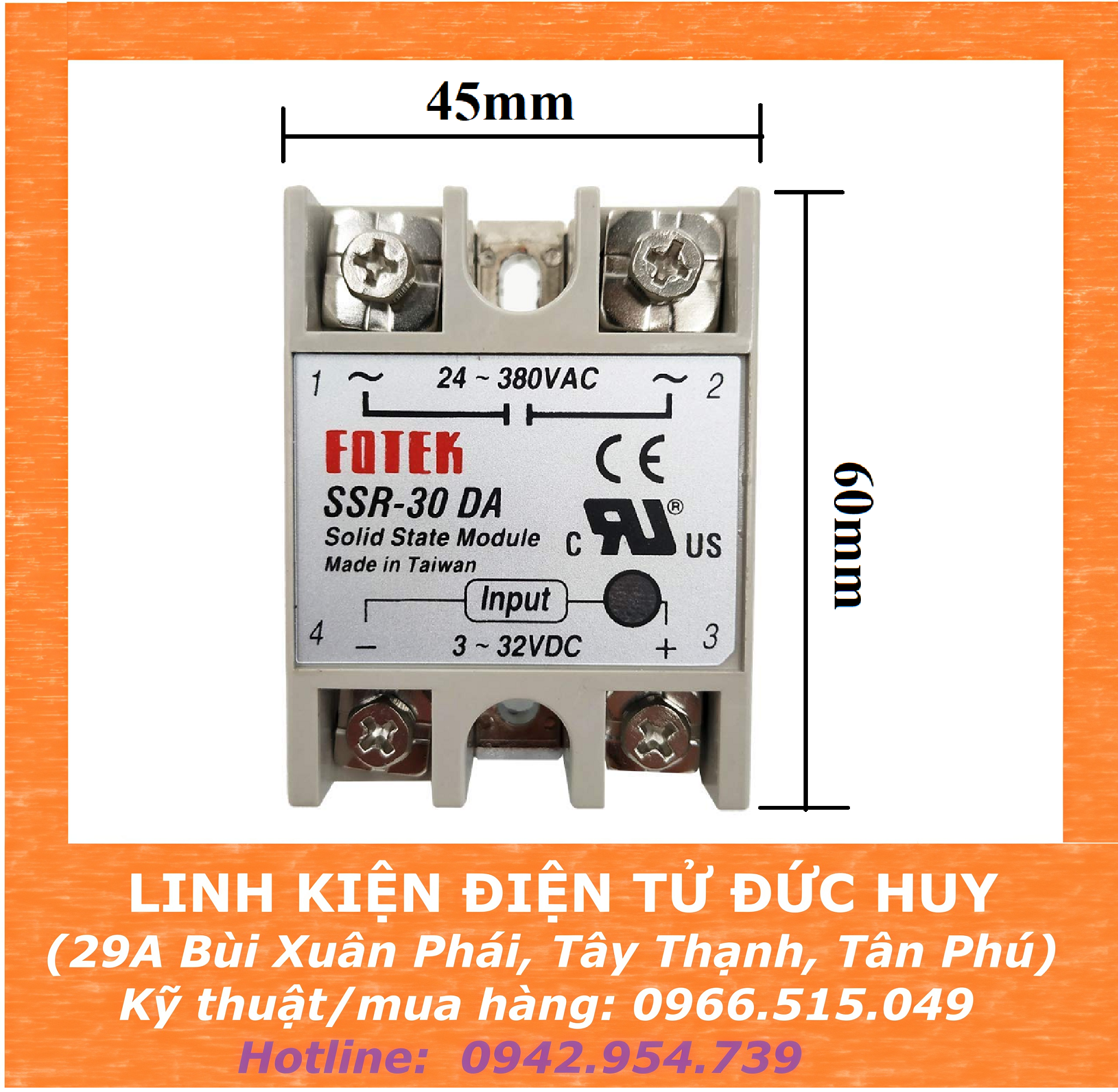 SSR-100DA FOTEK (RELAY BÁN DẪN ĐIỀU KHIỂN TẢI AC) – LINH KIỆN ĐIỆN TỬ ...