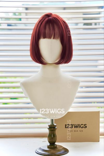 Tóc bob ngắn ngang vai ĐỎ RUBY mái thưa 31183 – TÓC GIẢ 123