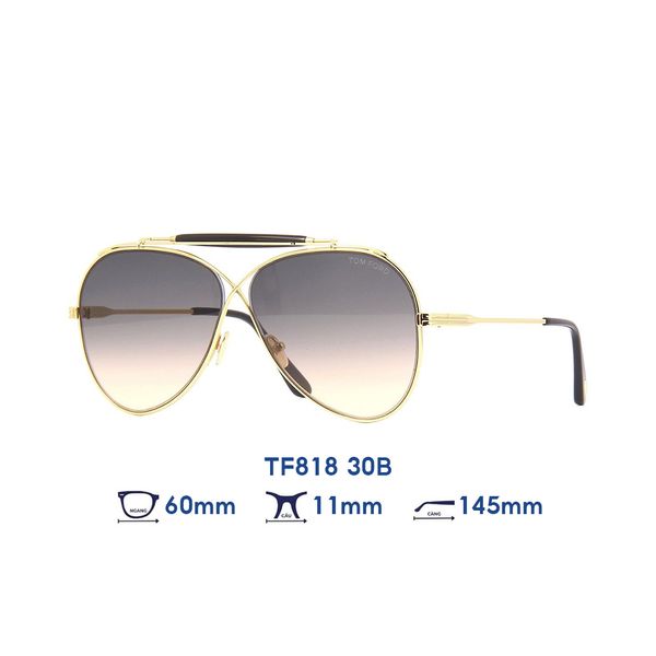 Kính mát Tom Ford TF818 30B – Gọng vàng bóng & tròng xám gradient – LienSon