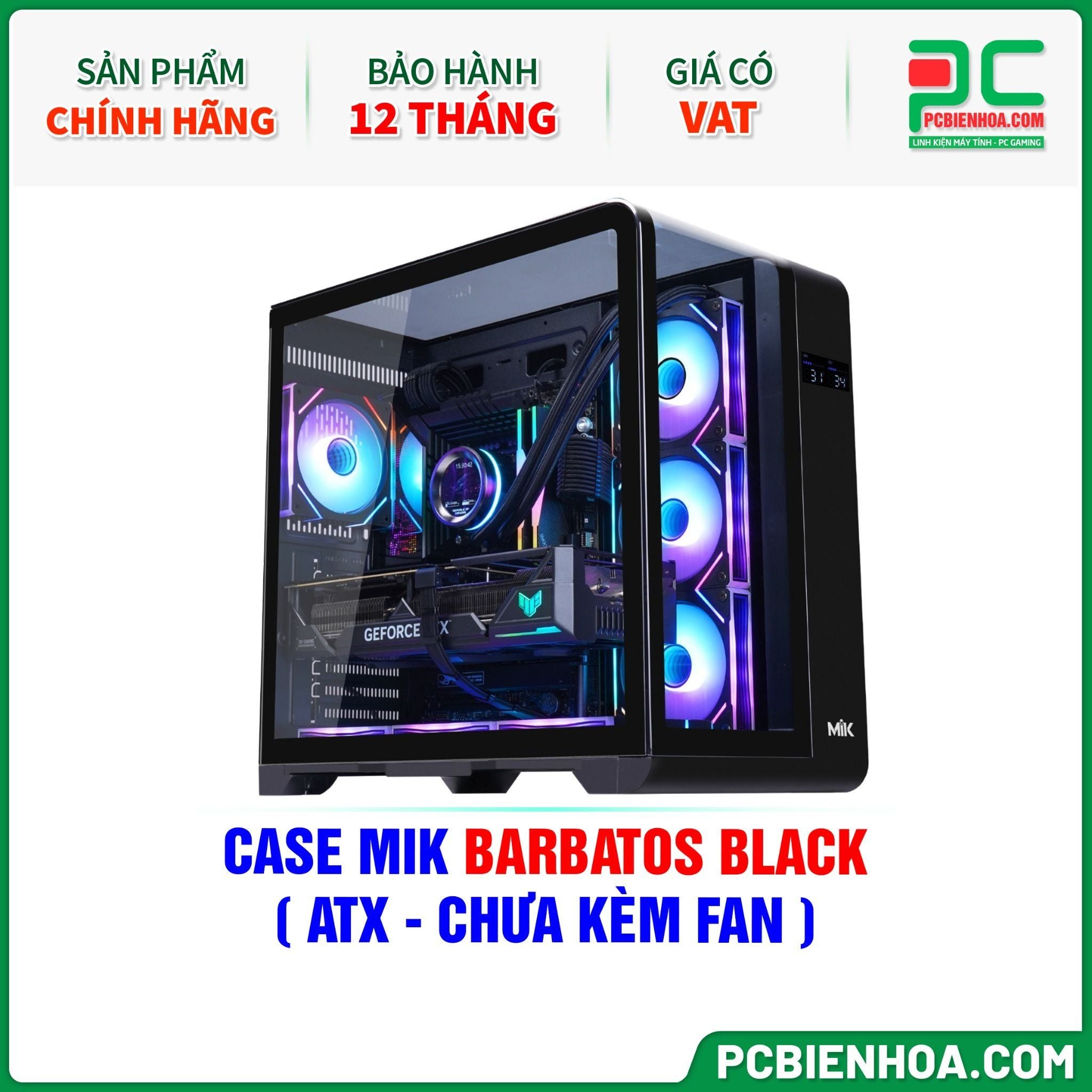 CASE MIK BARBATOS BLACK ( ATX - CHƯA KÈM FAN ) – PCBIENHOA