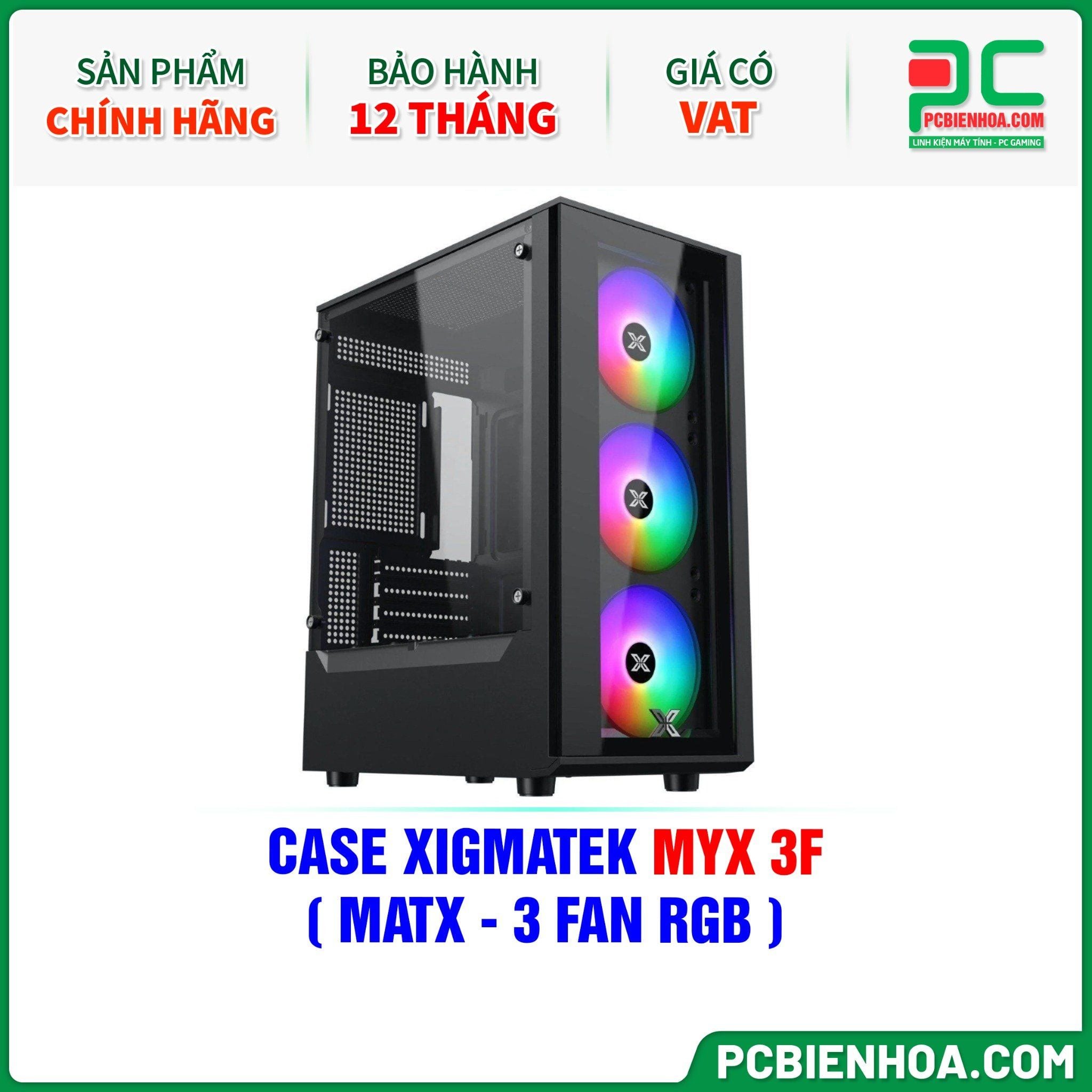 CASE XIGMATEK MYX 3F ( MATX - 3 FAN RGB ) – PCBIENHOA
