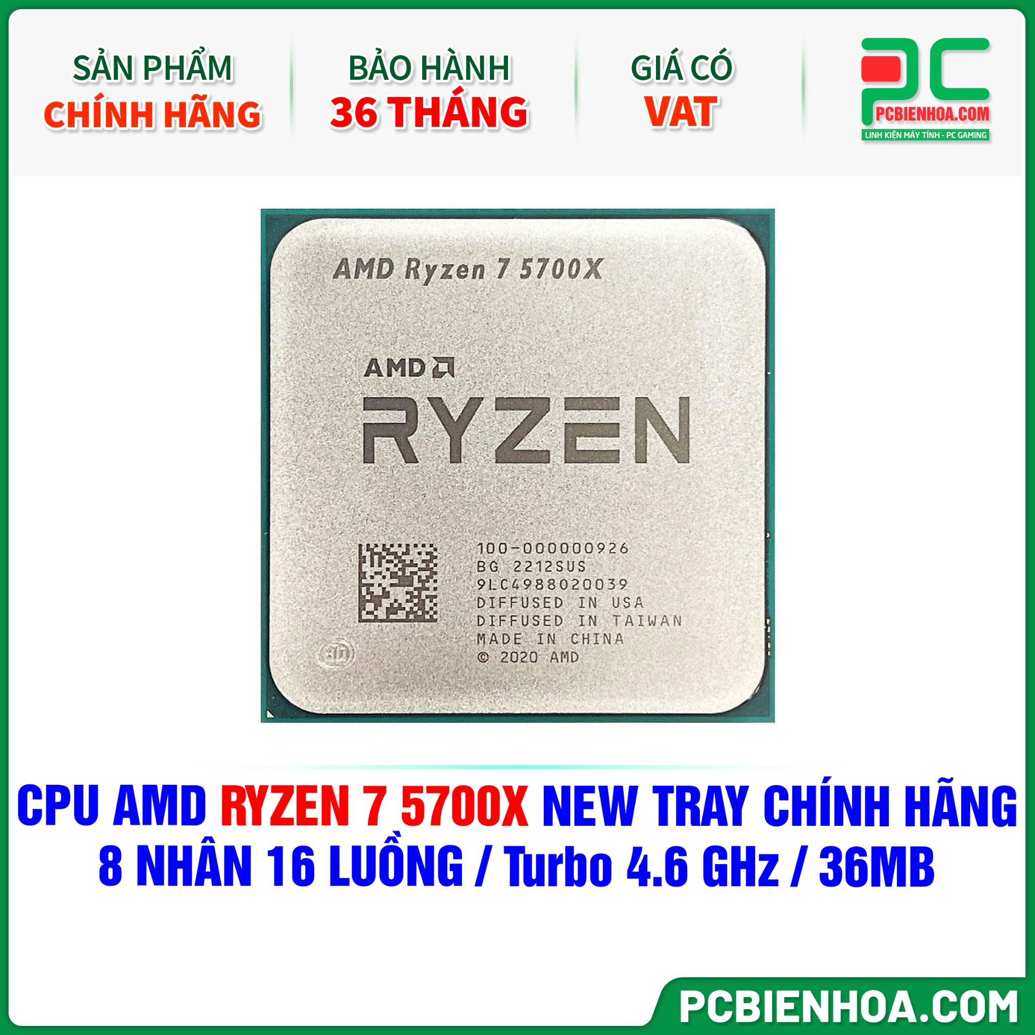 CPU AMD Ryzen 7 5700X TRAY CHÍNH HÃNG ( 8 NHÂN 16 LUỒNG 4.6 GHz 36MB ) – PCBIENHOA