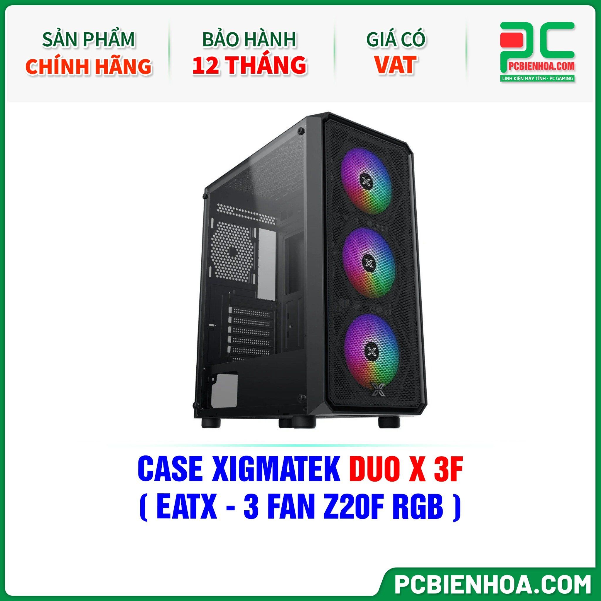 CASE XIGMATEK DUO X 3F ( EATX - 3 FAN Z20F RGB ) – PCBIENHOA