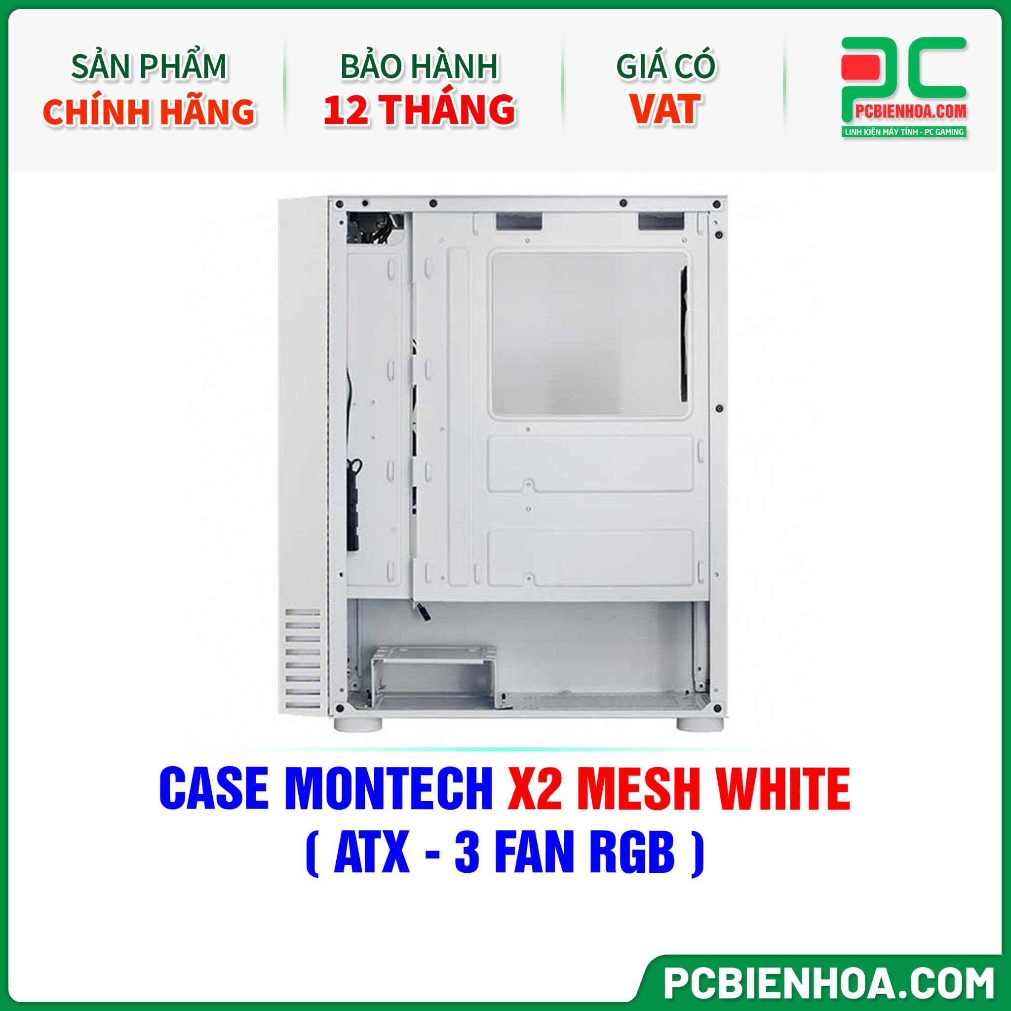 CASE MONTECH X2 MESH WHITE ( ATX - 3 FAN RGB ) – PCBIENHOA