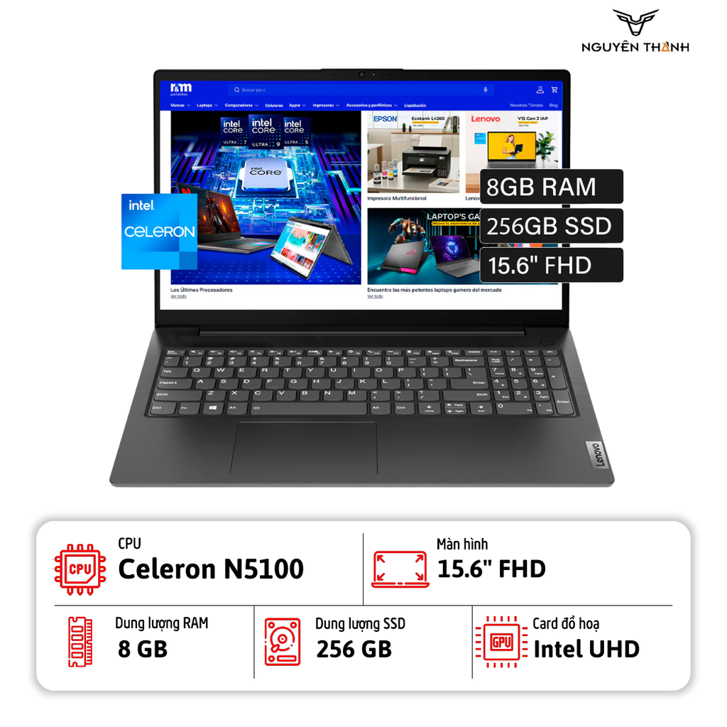 Laptop Lenovo V15 G2 IJL (Celeron N5100, 8GB RAM, 256GB SSD, 15.6" FHD