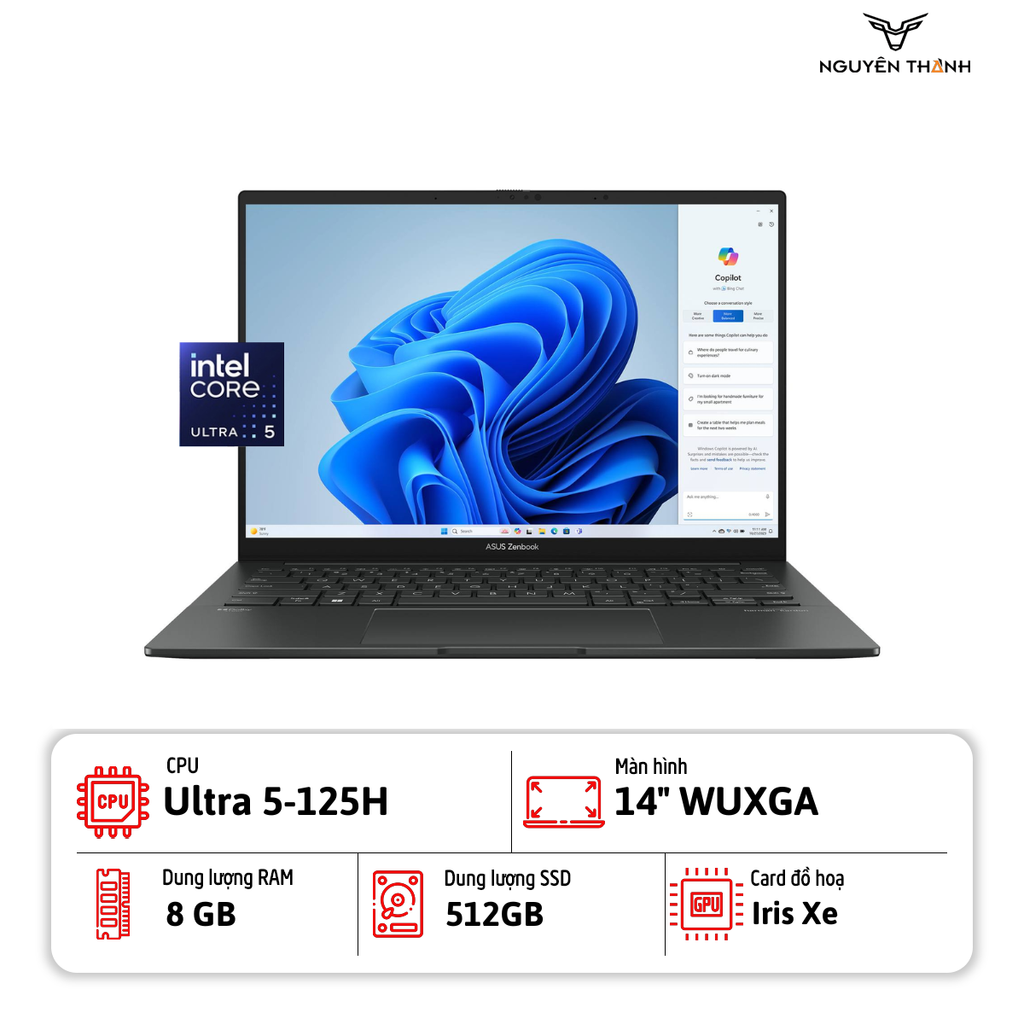 Laptop ASUS Zenbook 14 OLED Q415MA-U5512 (Ultra 5 125H, 8GB RAM, 512GB