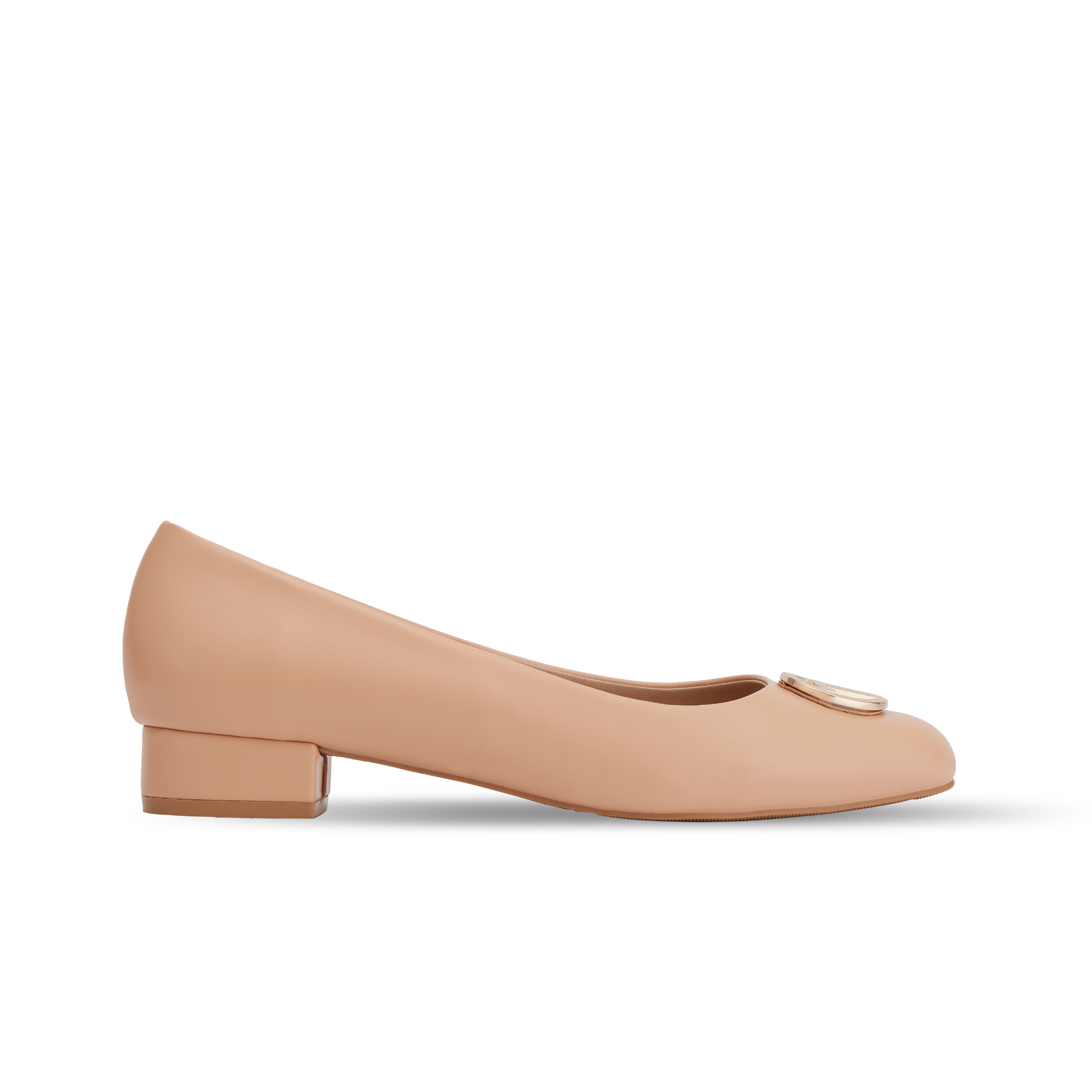 Giày Búp Bê Nữ THÁI TUẤN Mũi Bầu Phối Logo Trang Trí Màu Kem – SHOOZ.VN