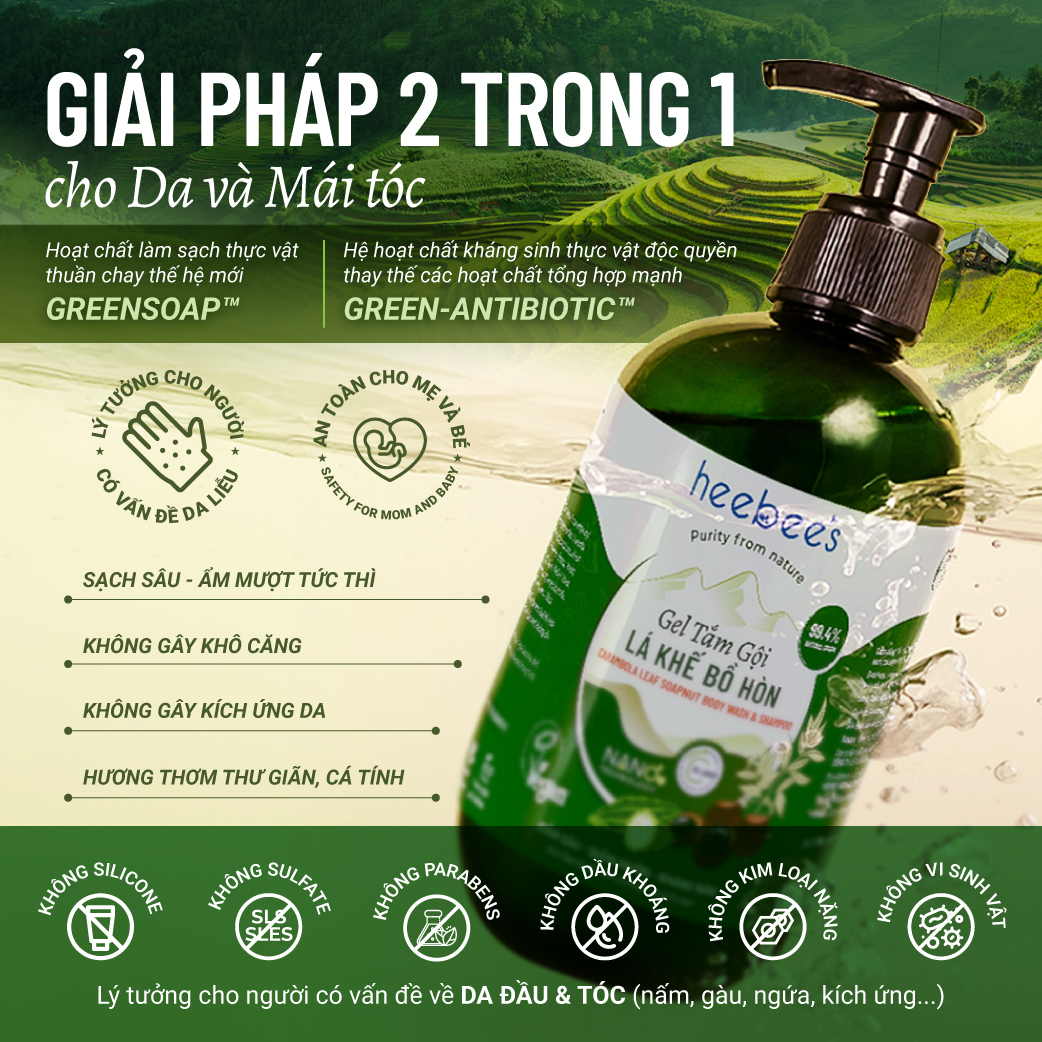 Gel Tắm Gội Lá Khế Bồ Hòn - Soapnut Hair - Body Wash Gel Heebee Việt ...