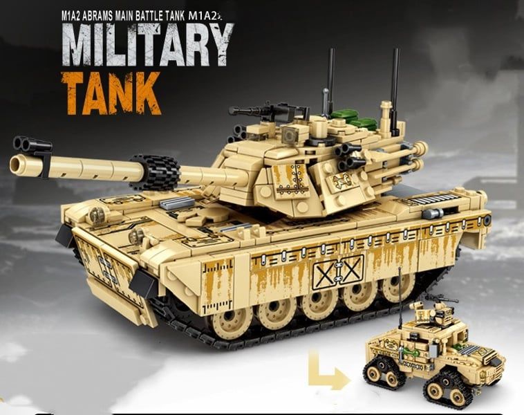 Mô hình lắp ghép xe tăng Military tank M1A2 chuyển đổi 2 dạng 801 mảnh ...