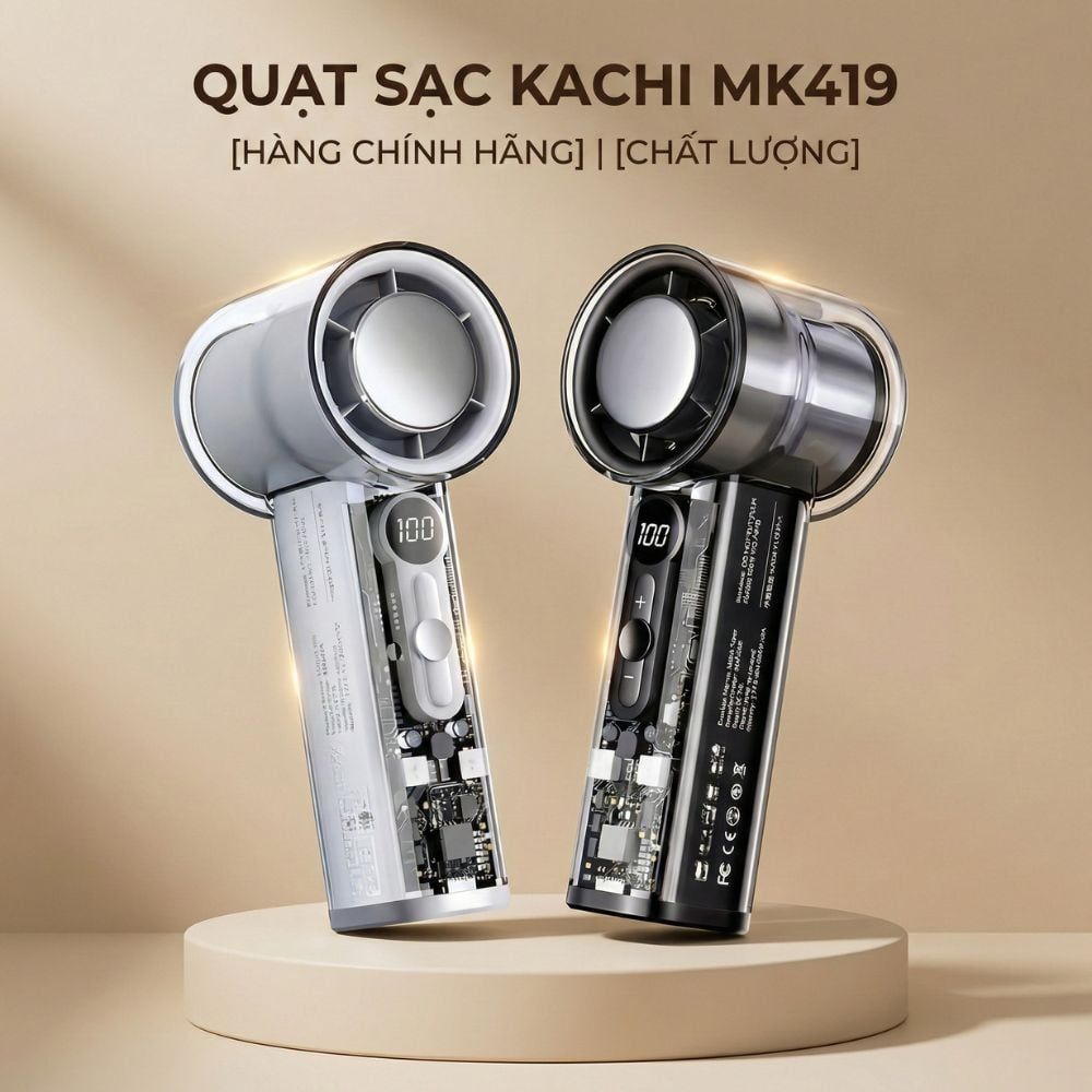 Quạt Sò Lạnh Cầm Tay Kachi MK419: Mát Lạnh Tức Thì, Đánh Tan Nóng Bức