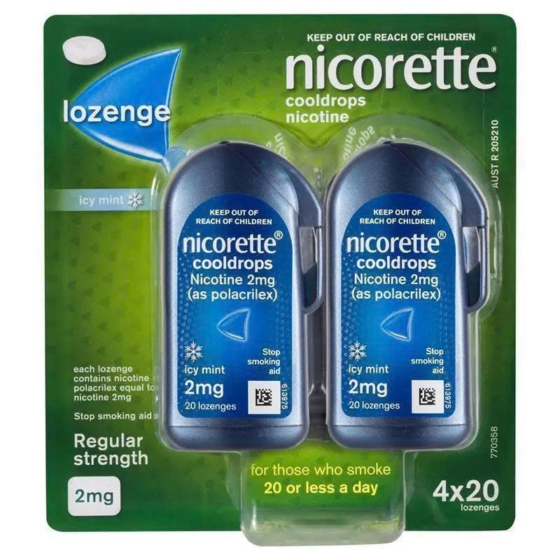 Viên Ngậm Cai Thuốc Lá Nicorette Cooldrops Nicotine Lozenge Icy Mint N
