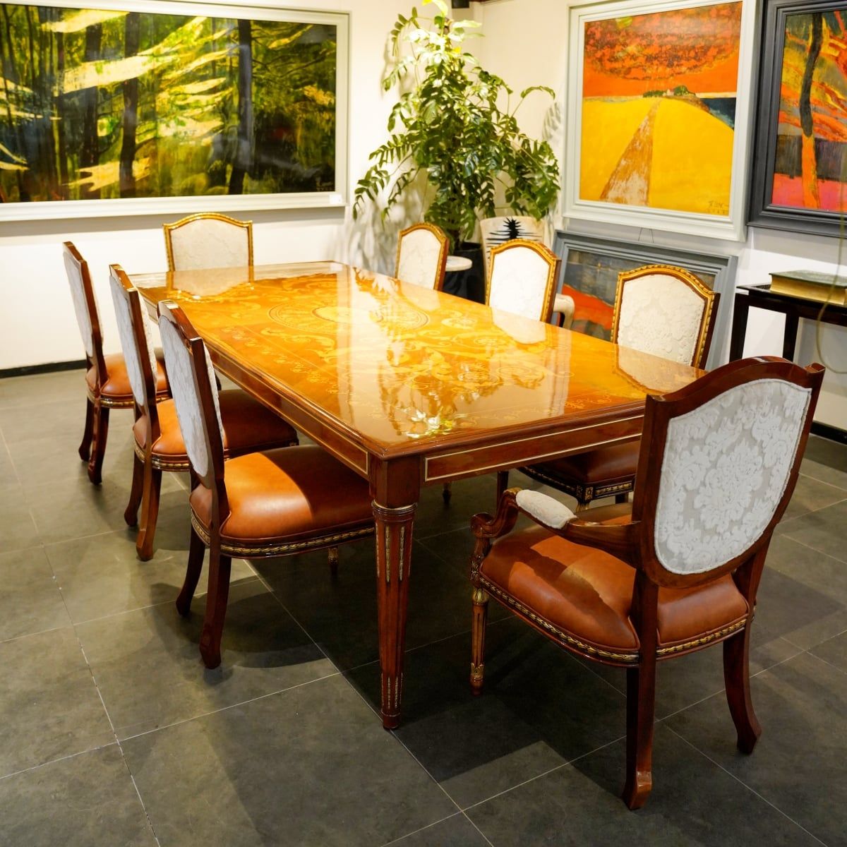 Bàn Ăn Gỗ Châu Âu Marquetry – Urban Garden