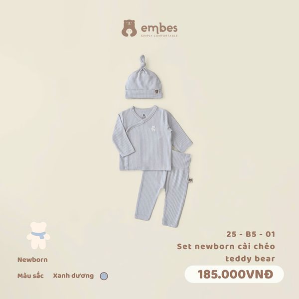Set newborn cài chéo teddy bear Embes – Suri Store