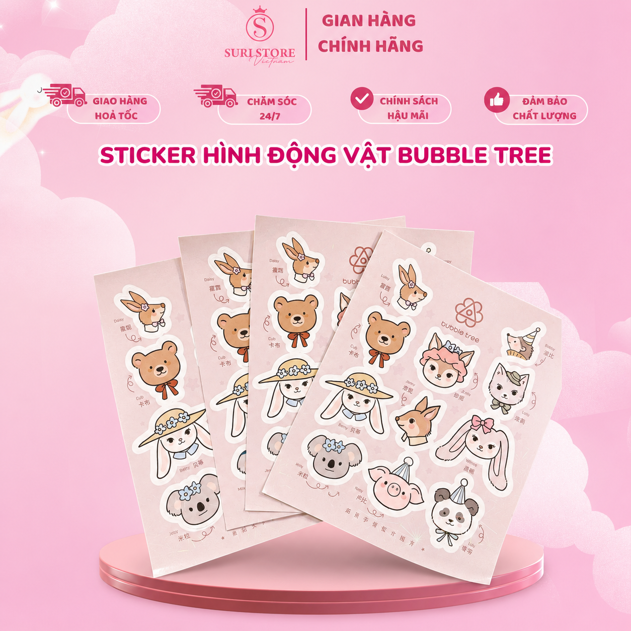 Sticker Hình Động Vật Bubble tree – Suri Store