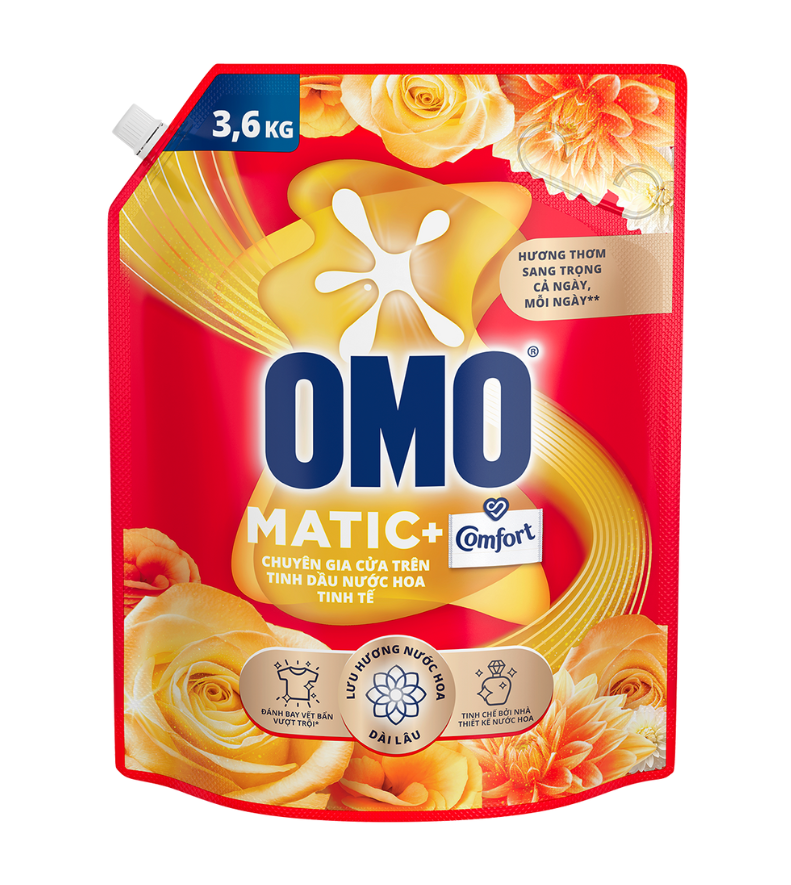 Nước Giặt Omo Matic Comfort tinh dầu nước hoa tinh tế túi 3,6kg – Cửa ...