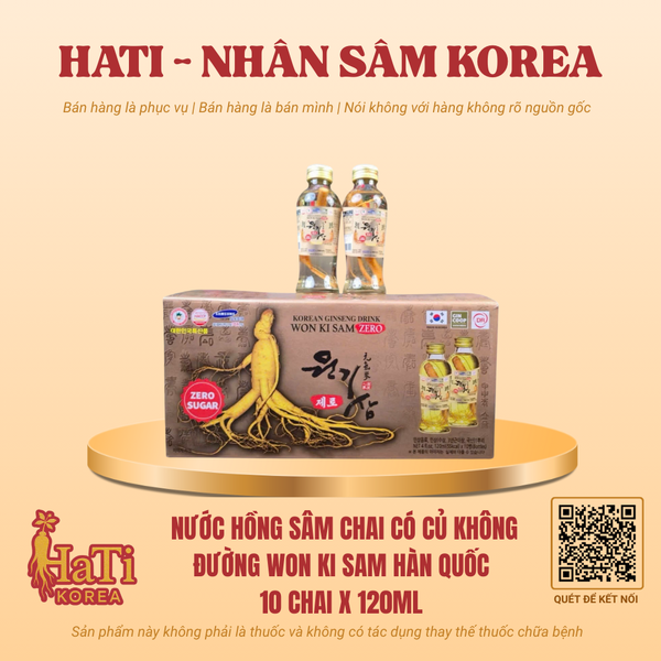 Nước Hồng Sâm Chai Có Củ Không Đường Won Ki Sam Hàn Quốc 10 Chai x 120 ...