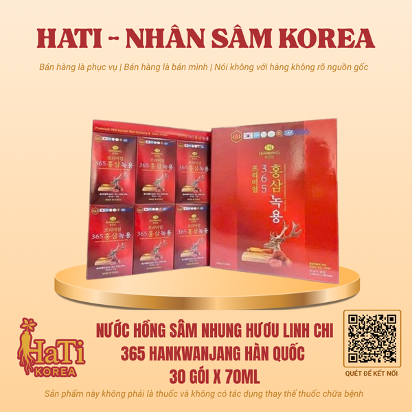 Nước Hồng Sâm Nhung Hươu Linh Chi 365 Hankwanjang Hàn Quốc 30 Gói x 70 ...