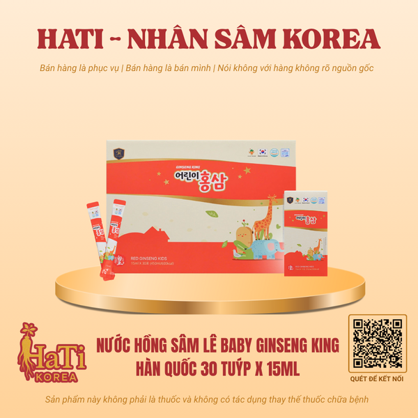 Nước Hồng Sâm Lê Baby Ginseng King Hàn Quốc 30 Tuýp x 15ml – HaTi ...
