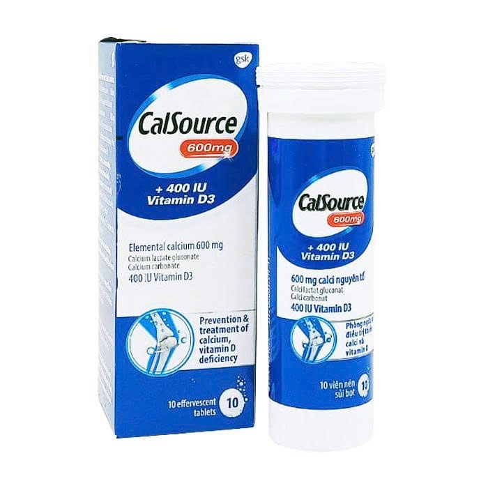 Viên sủi CalSource 600 mg + 400 IU Vitamin D3 GSK (T/10v) – SHOPTHUOC