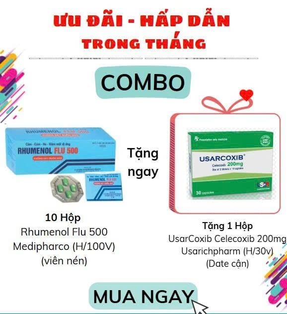 Combo 10 Hộp Rhumenol Flu 500 Medipharco (H/100V) (viên nén) + Tặng 1 ...