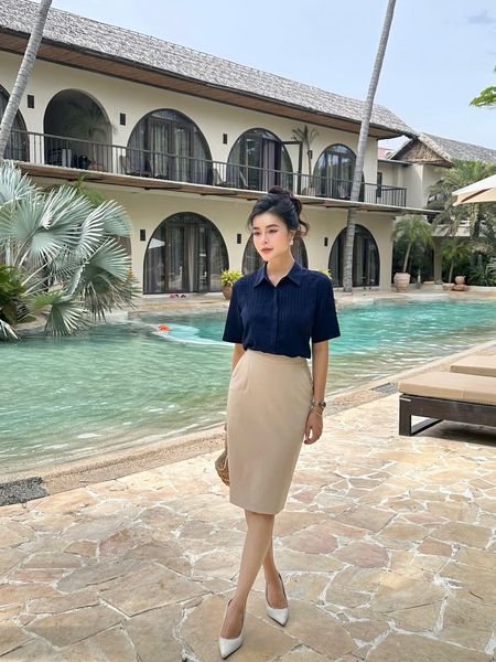 SƠ MI KATE BASIC ĐƯỜNG GÂN XANH ĐEN