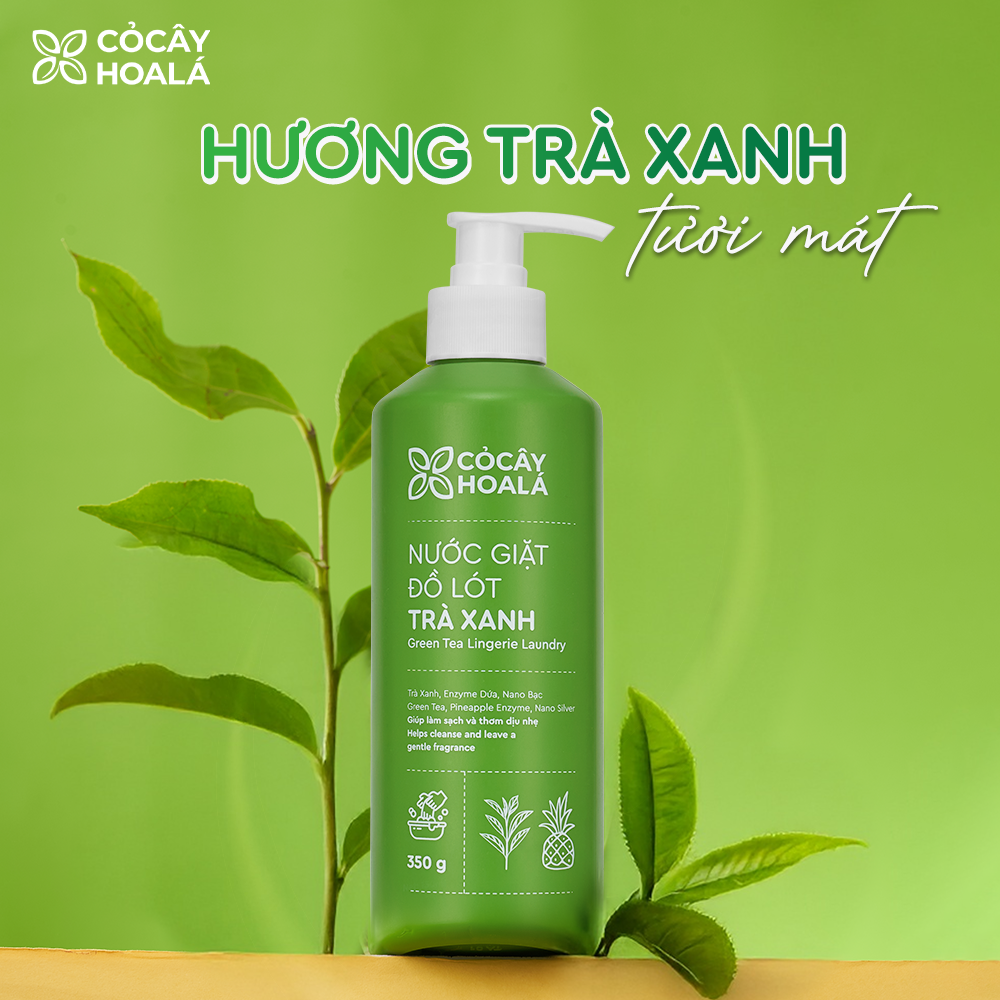 Nước giặt đồ lót trà xanh Cỏ Cây Hoa Lá 350gr kháng khuẩn, ngăn ngừa n
