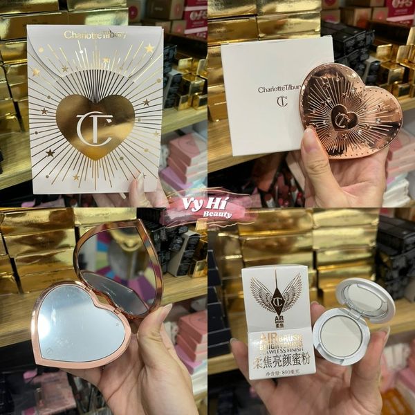 Set Charlotte Tilbury 2 món gồm: 1 gương trái tim + 1 phấn phủ Air Bru ...