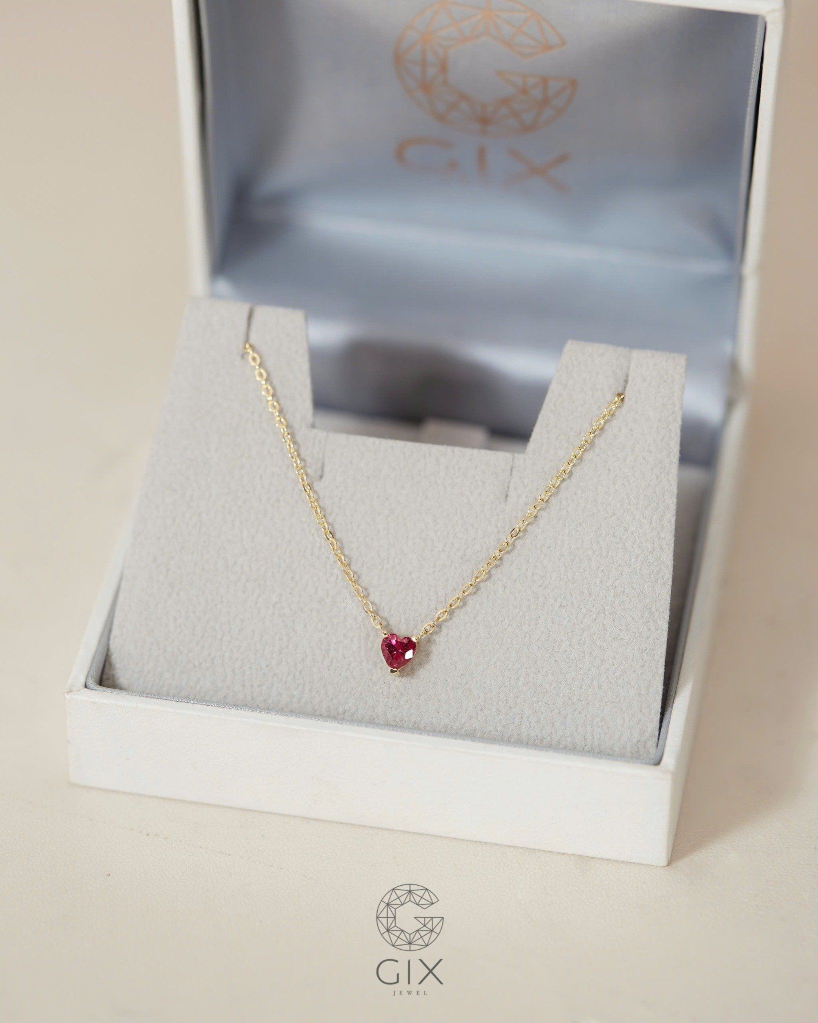 Dây chuyền đá quý đỏ hồng vàng tây & bạc đẹp - Heart of Flame | Gix ...