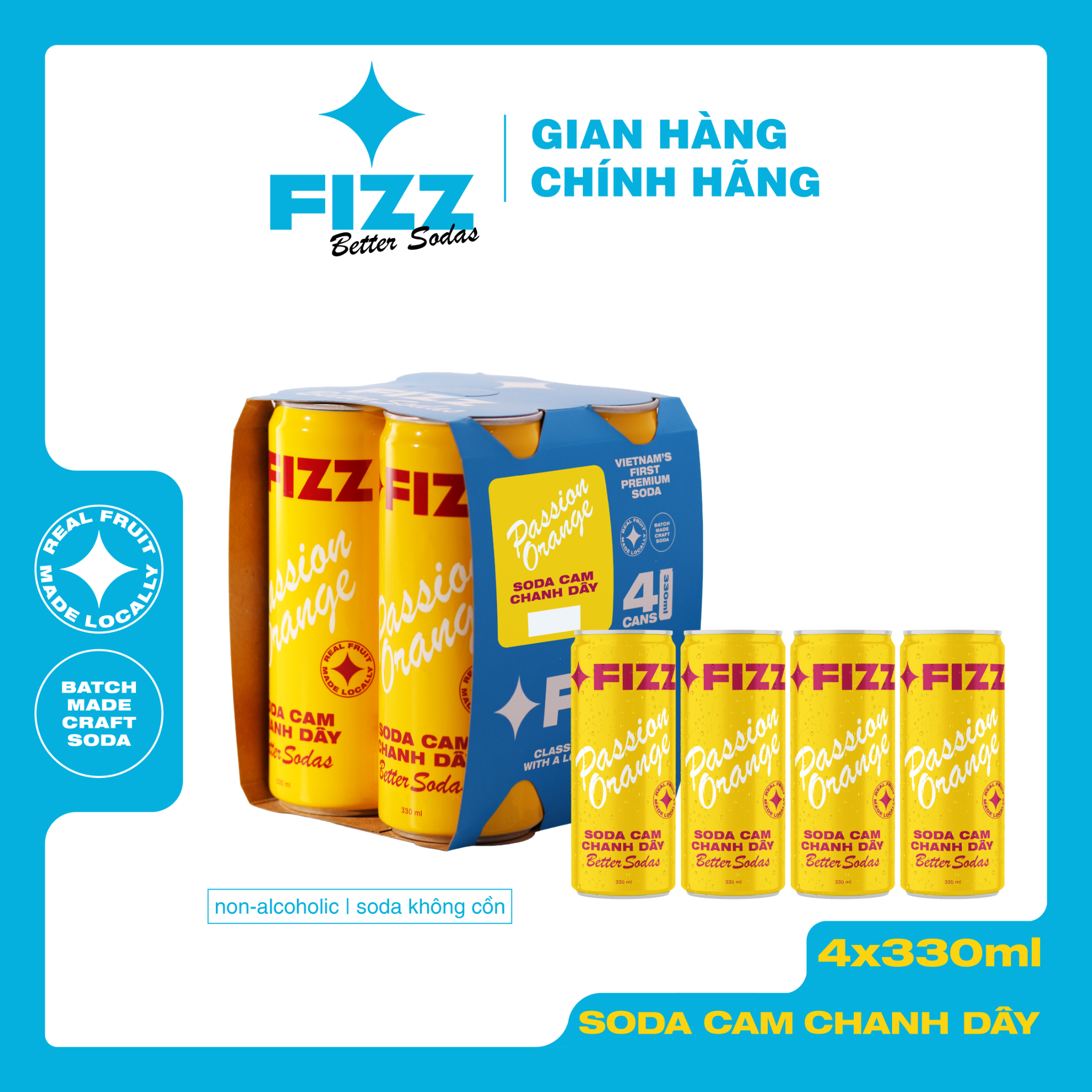 Fizz Soda Các Vị - Lốc 4 Lon 330ml – Tiệm Bia Gà