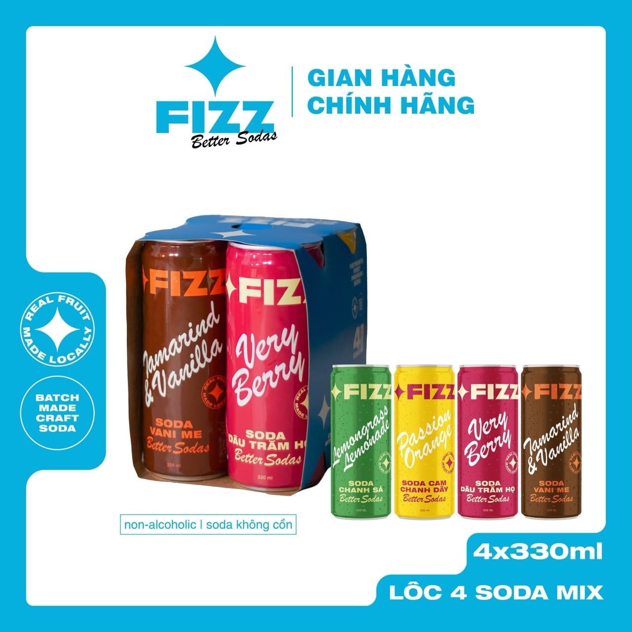 Fizz Soda Các Vị - Lốc 4 Lon 330ml – Tiệm Bia Gà