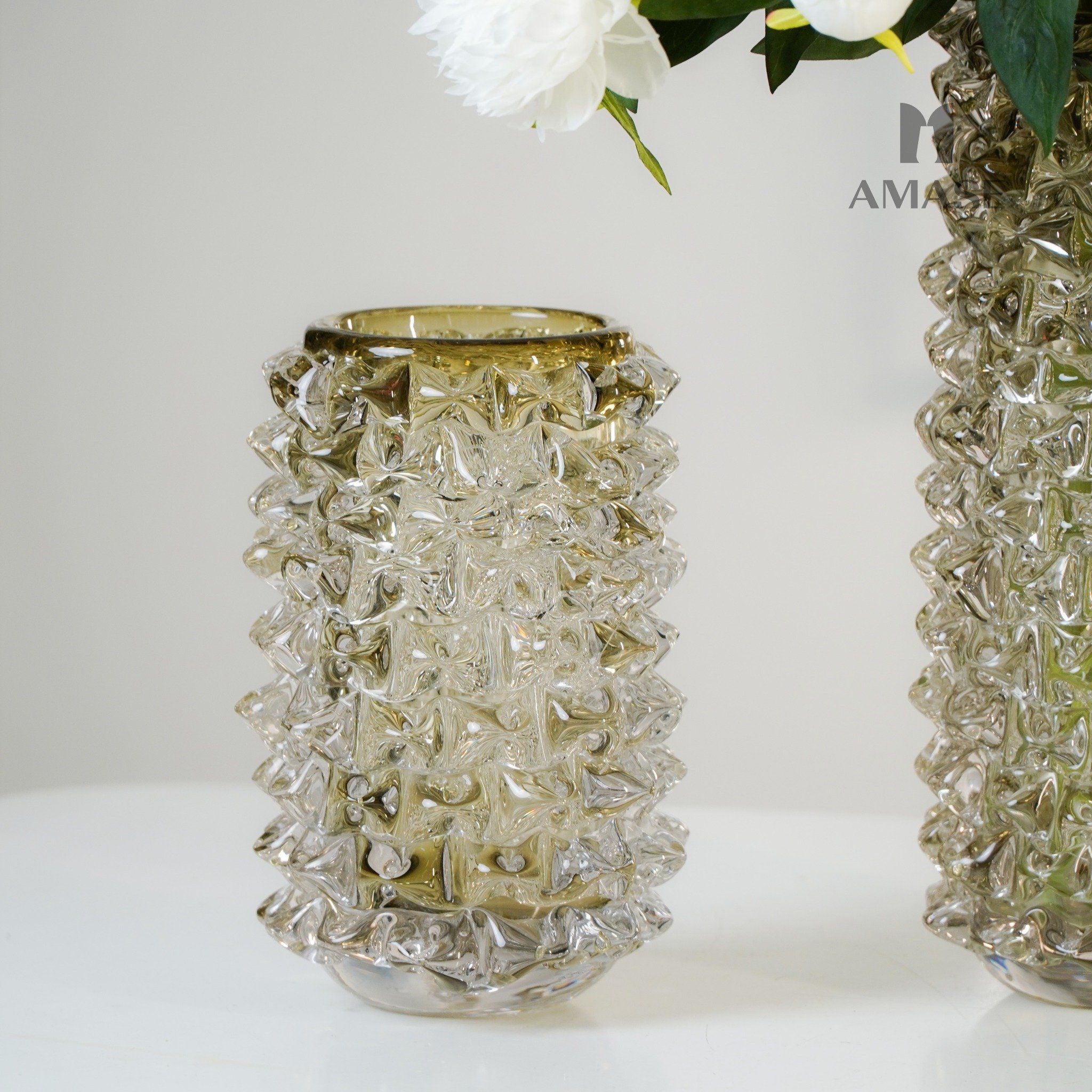 Lọ Thủy Tinh Hình Trụ Màu Trà – AMASE - Modern and Elegant Decor