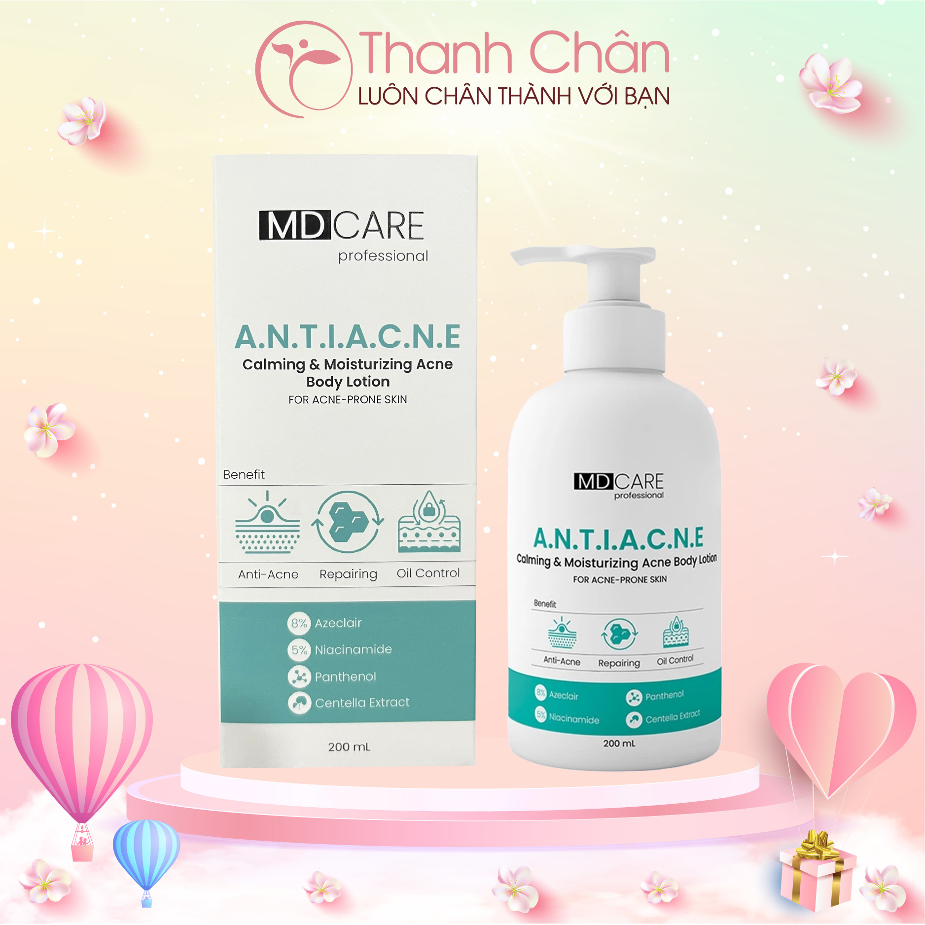 Sữa dưỡng thể MD Care A.N.T.I.A.C.N.E Calming & Moisturizing Acne Body ...