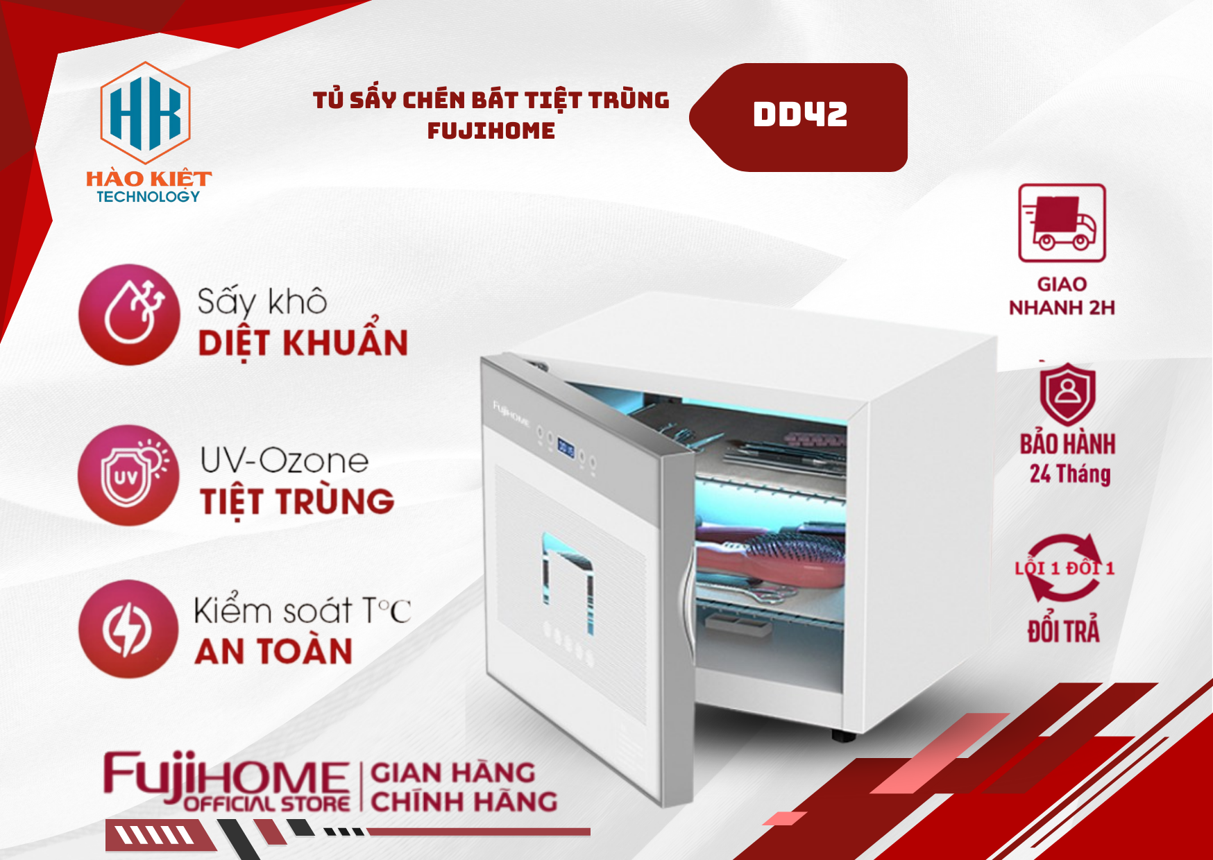 DD42 - Tủ Sấy Chén Bát Tiệt Trùng Fujihome – Điện Máy Hào Kiệt