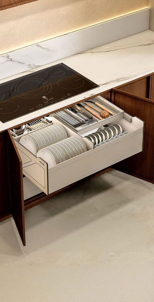 KỆ CHÉN DĨA 1,5 TẦNG - CỬA MỞ - PHỤ KIỆN BẾP THÔNG MINH – Lalan