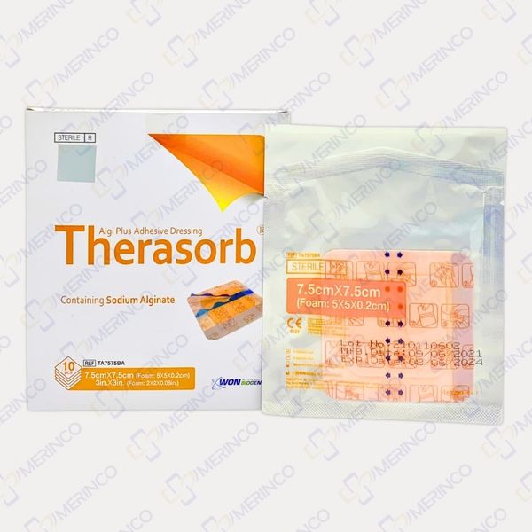 Băng gạc xốp vết thương Therasorb Algi Plus Adhesive 7.5cmx7.5cm – Merinco