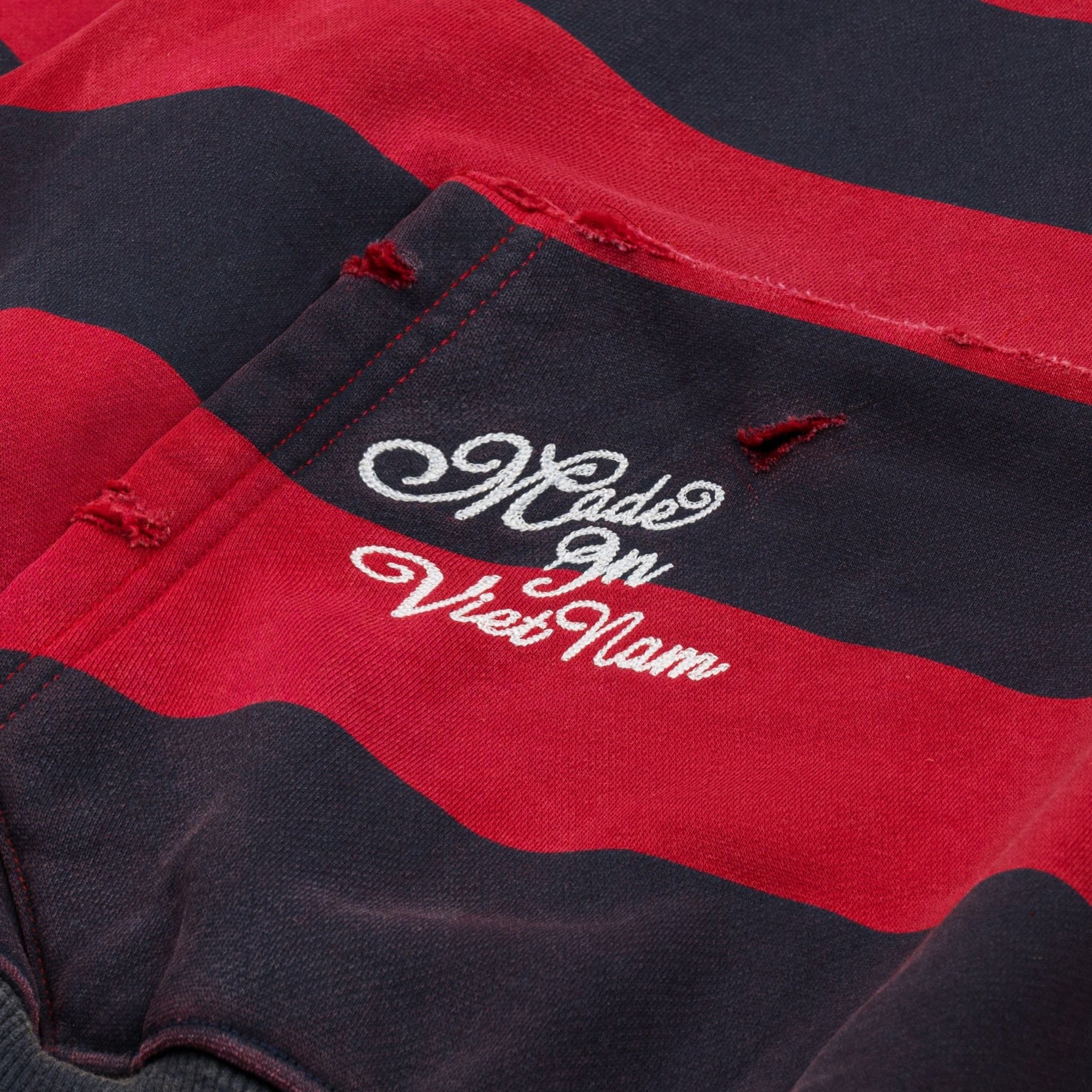 AASTU STRIPED NAVY HOODIE WASHED // RED – AASTU®