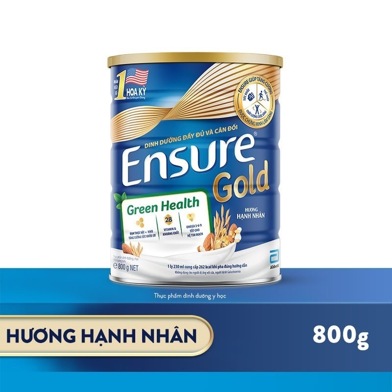Sữa bột Ensure Gold Green Health Đạm thực vật hương Hạnh nhân 800g ...