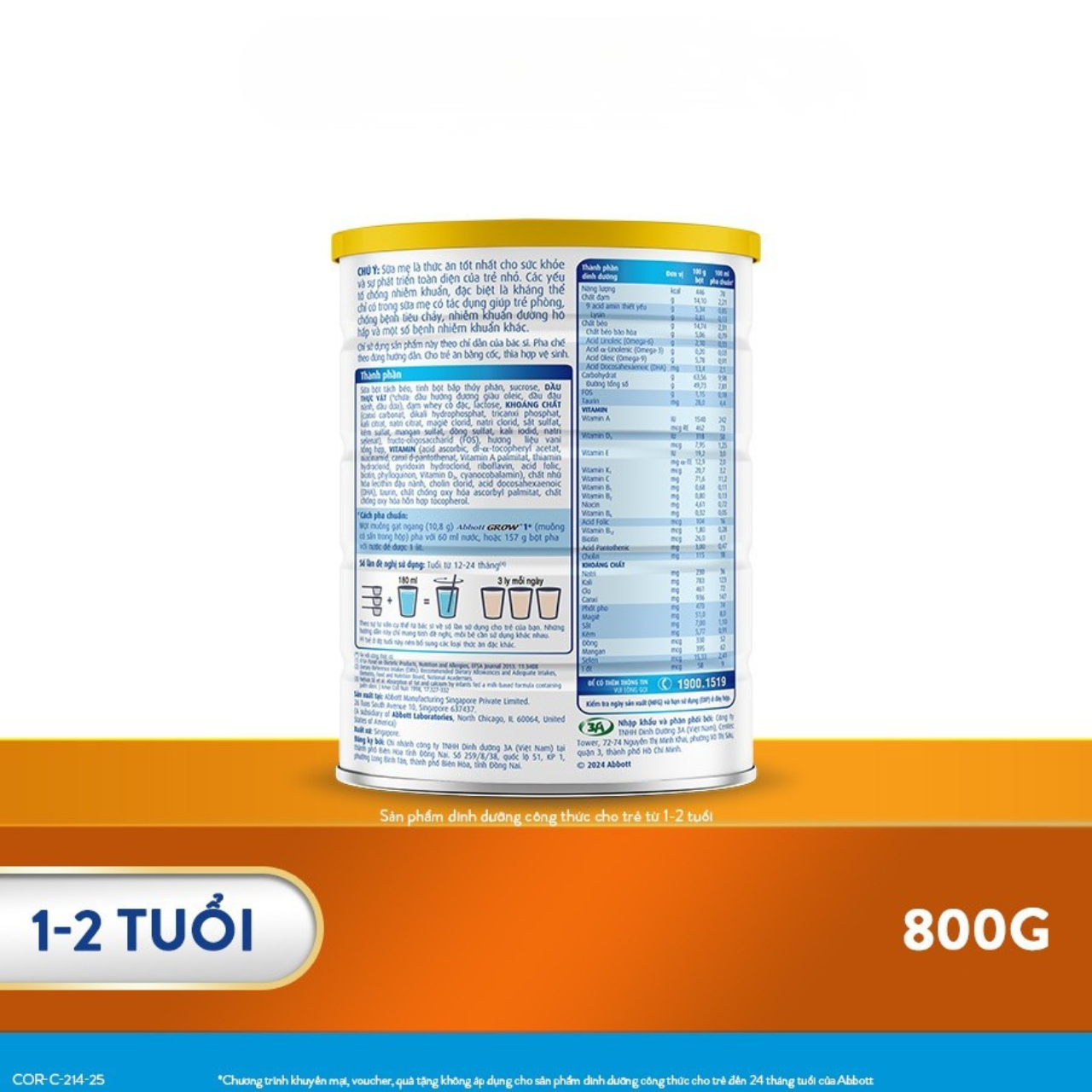 Sữa bột Abbott Grow 1+ 850g (1-2 tuổi) – Ruby Mart