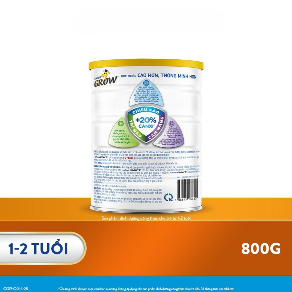 Sữa bột Abbott Grow 1+ 850g (1-2 tuổi) – Ruby Mart